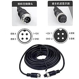 Lagogia Car Video 4Pin Aviation Extension Cable for CCTV Rearview Camera Car Truck Trailer Camper Bus Motorhome Vehicle Backup Monitor Waterproof Shockproof System 33FT/10M Black, Pack of 1