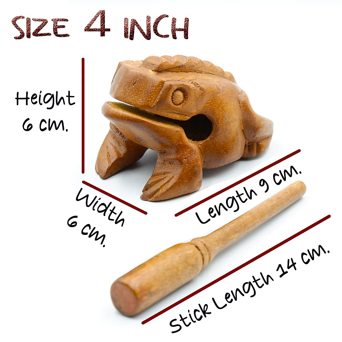 YARIN Wooden Frog Rasp Musical Instruments Wood Handcraft Instrument Tone Block Guiro Frog Sound Maker (1 Frog= 4")