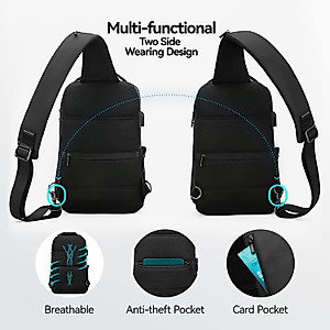 MARK RYDEN Sling Backpack for Men, Waterproof Shoulder Bag with USB Charging Port and Adjustable Strap, Holds 9.7 Inch ipad, Sling Bag for Traveling, Sporting, Cycling, Daily