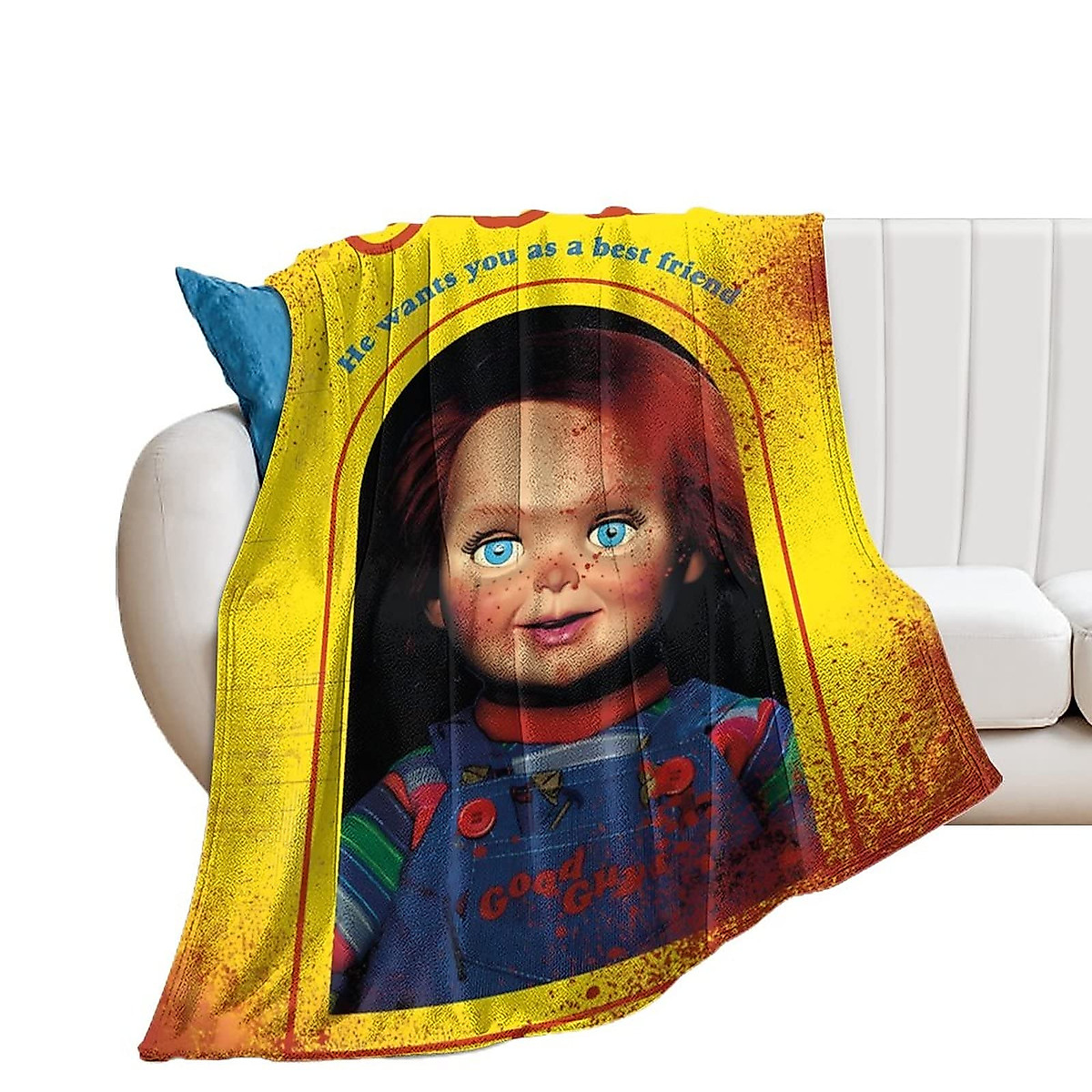 Childs Play Chucky Printed Flannel Blanket Lightweight Throw Blanket Ultra-Soft Micro Fleece Blanket Seasons Warm and Comfortable Plush BlanketTugeibec 30"x40"