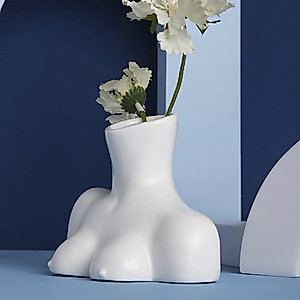 Lemonadeus Feminine Body Vases, Feminine Curve Vase Ceramic Charming Breast Vases for Modern Bohemian Home Decoration Bust Pot Body Vase Female Form Flower Vases (white)