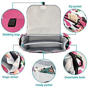 RunningBear Custom Cow Strawberry Universal Baby Stroller Organizer Personalized Stroller Caddy with Cup Holders Customized Universal Stroller Caddy for Mom Dad