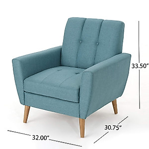 Christopher Knight Home Treston Mid-Century Modern Fabric Club Chair, Blue / Natural