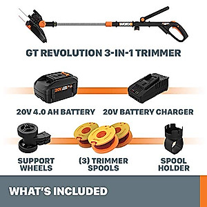 Worx GT Revolution 20V 12" String Trimmer Grass Trimmer/Edger/Mini-Mower, WG170.3