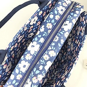 Cath Kidston DEMatt Oilcloth Busy Bag Handbag Water Resistant Crossbody Tote Island Flowers Pattern Navy Color