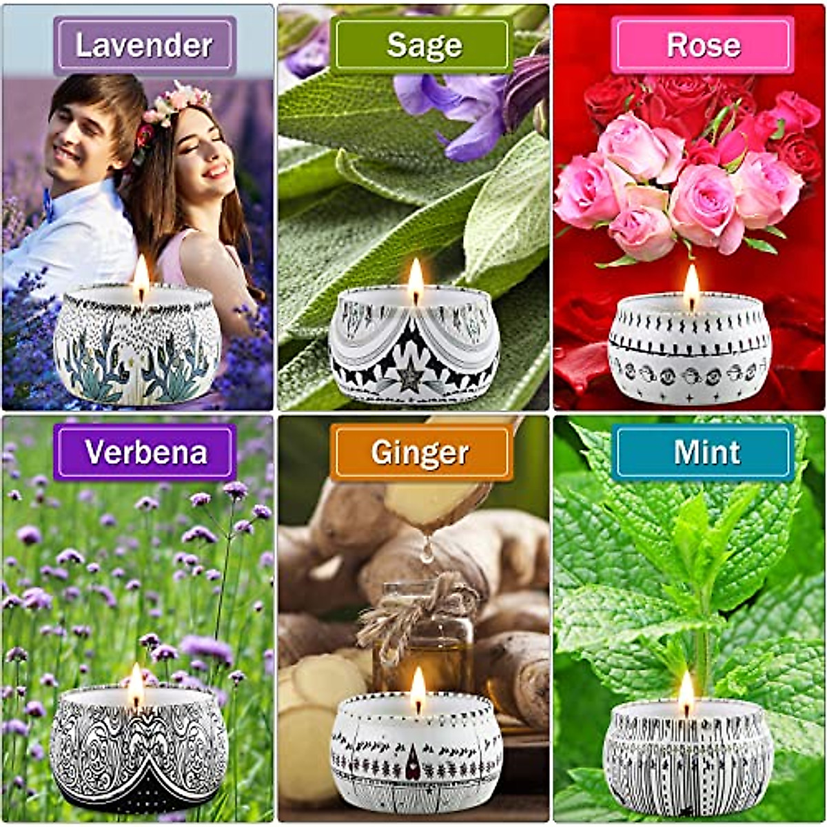 Scented Candles Gifts for Women, 6 Pcs 34 Oz Tarot Candle Set, Unique Witchy Gift, Thank You Gift for Bath, Yoga, Stress Relief Gift Basket for Women, Perfect for Valentines Day, Friend Birthday Gifts