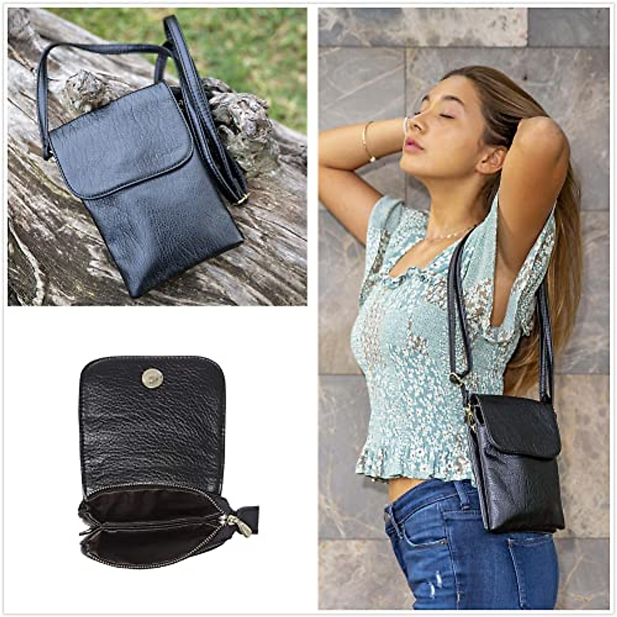 MINICAT Roomy Pockets Series Small Crossbody Bags Cell Phone Purse Wallet for Women(Black)