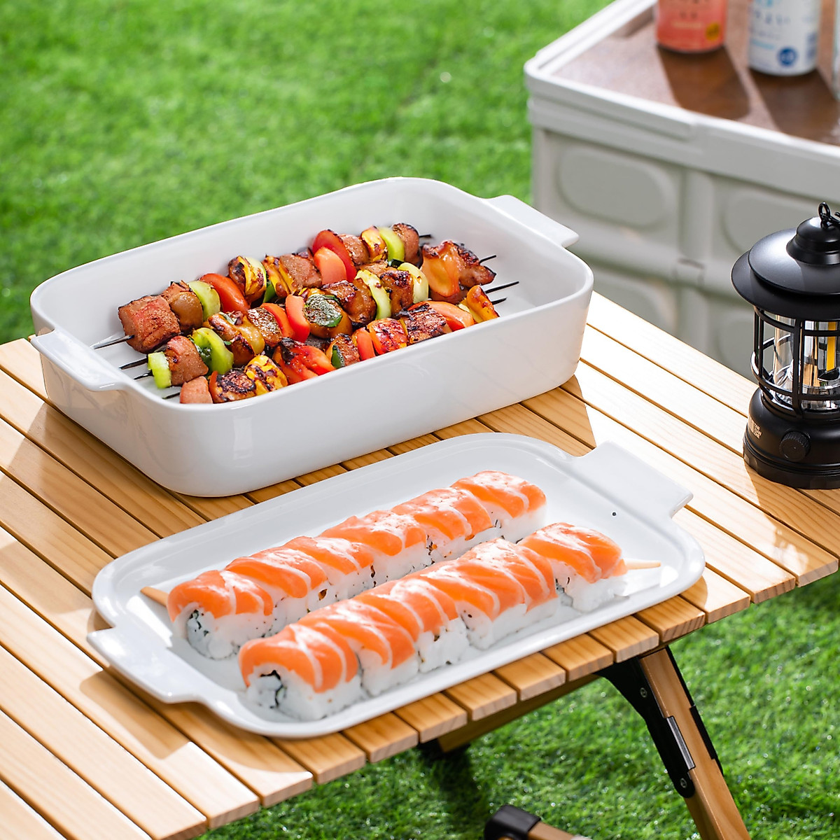 Unilives Ceramic Baking Dish with Lid, Casserole Dishes for Oven, 9x13 White Casserole Dish with Lid, Lasagna Pan Deep with Handles, for Casseroles Baking Roasted Vegetables, Microwave, Dishwasher Safe