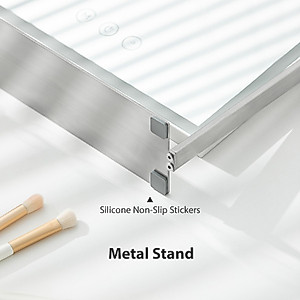 NEZZOE Makeup Mirror with Lights, 14 inch Vanity Mirror with 104 LED Lights, Plug in Table Mirror, Rectangular Desk Mirror with Metal Stand Base