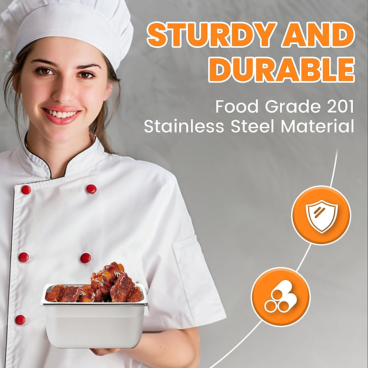 Aplancee Steam Pan 1/6 Size x 4 Inch Deep 6 Pack Stainless Steel Anti-Jamming Food Cooking Pan