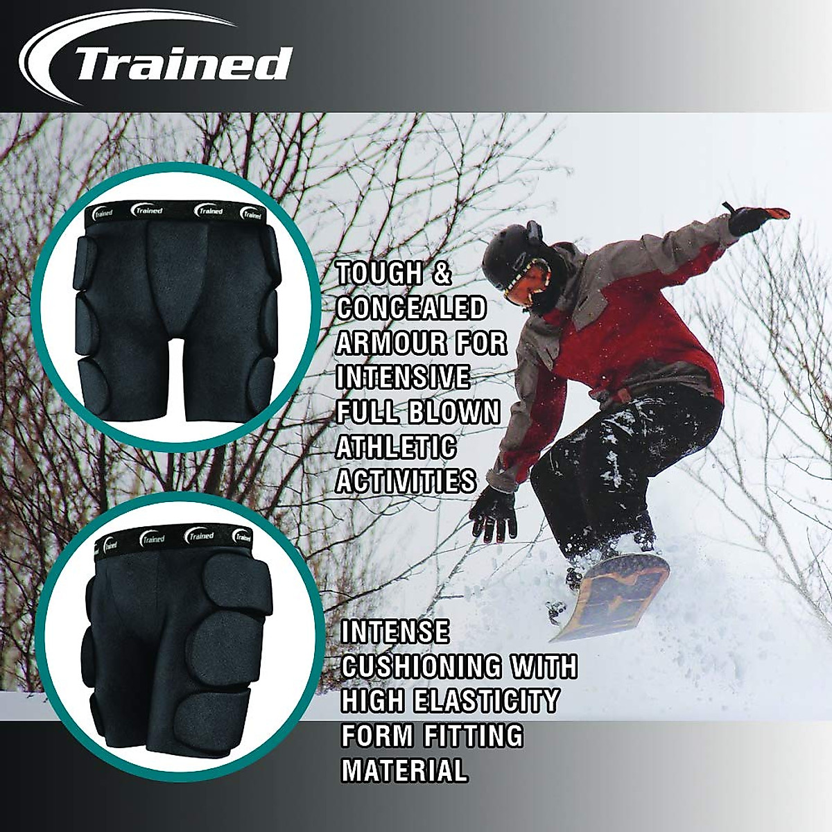 Trained Padded Protective Shorts for Extreme Sports Black