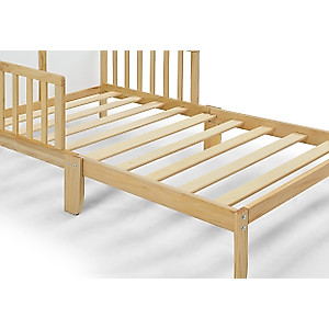 CITYLIGHT Toddler Bed Frame with Safety Guardrails, Solid Wood Toddler Bed for Kids, Boys & Girls, Easy to Assemble- Greenguard Gold Certified, Natural/White