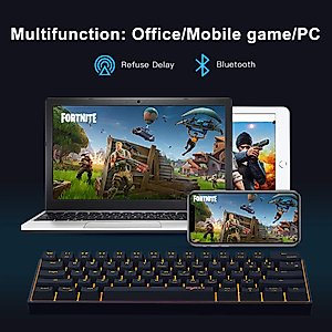 PXN K30 60% Mechanical Keyboard Wireless Mobile Gaming Keyboard Backlit Wired LED Mini Compact Keyboards Compatible with Android PC Laptop (Black)