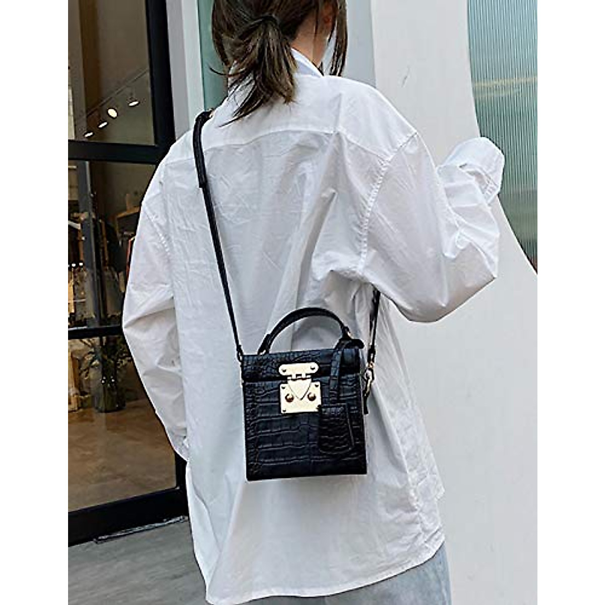 QZUnique Women's Square Box Handbag PU Cube Crossbody Shoulder Bag Wedding Clutch Bag Purse