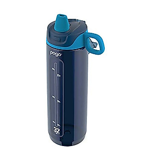 Pogo Active BPA-Free Tritan Plastic Leak-Proof Water Bottle with Soft Straw, 32 oz, Academy Navy