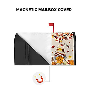 Happy Fall Magnetic Mailbox Covers 21" X 25.5", Autumn Gnomes with Pumpkin Fall Maple Leaves Farmhouse Mailbox Wraps Standard Size Thanksgiving Harvest Letter Box Cover for Holiday Banquet Party Decor