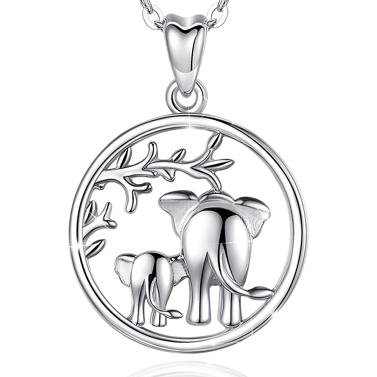 AEONSLOVE Elephant Necklace, 925 Sterling Silver, Mother Daughter Jewelry, Pendant, Women's, Gift