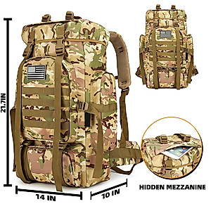 Bkcmy 45L Hiking Backpack Waterproof Travel Backpack Lightweight Outdoor Daypack Camping Backpack for Men Women (CP Camo)