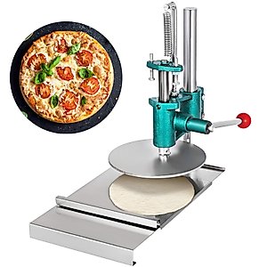 VEVOR Pizza Dough Press Machine, 7.9" Pizza Pastry Press Machine w/Dual Plates, 200mm Stainless-Steel Household Pizza Press w/ 0.2" Thick Disc, Dough Pastry Manual Press Machine w/Cast Iron Base