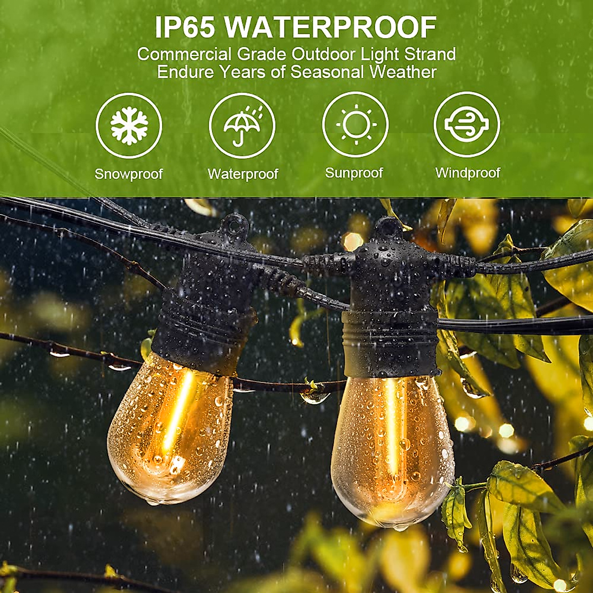 Baxstel Solar Lights Outdoor String Lights 40 Ft