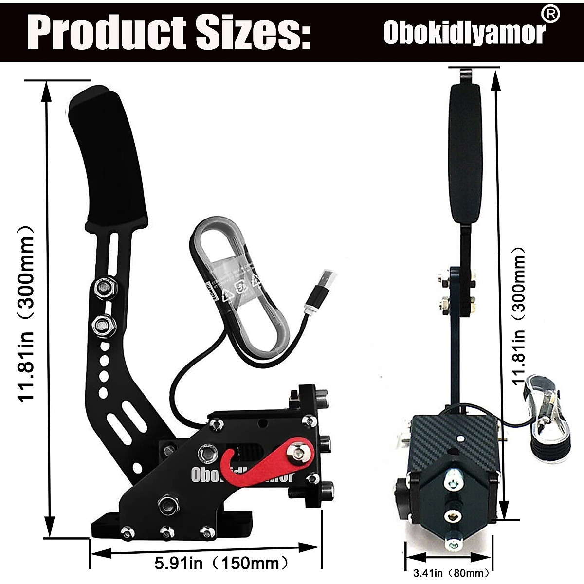 Obokidlyamor USB Handbrake Compatible with Logitech G920 Racing Wheel on Xbox Series S/X Console; PC System USB Handbrake SIM With Clamp Plate for Racing Games G923 (Only Handbrake, Black)