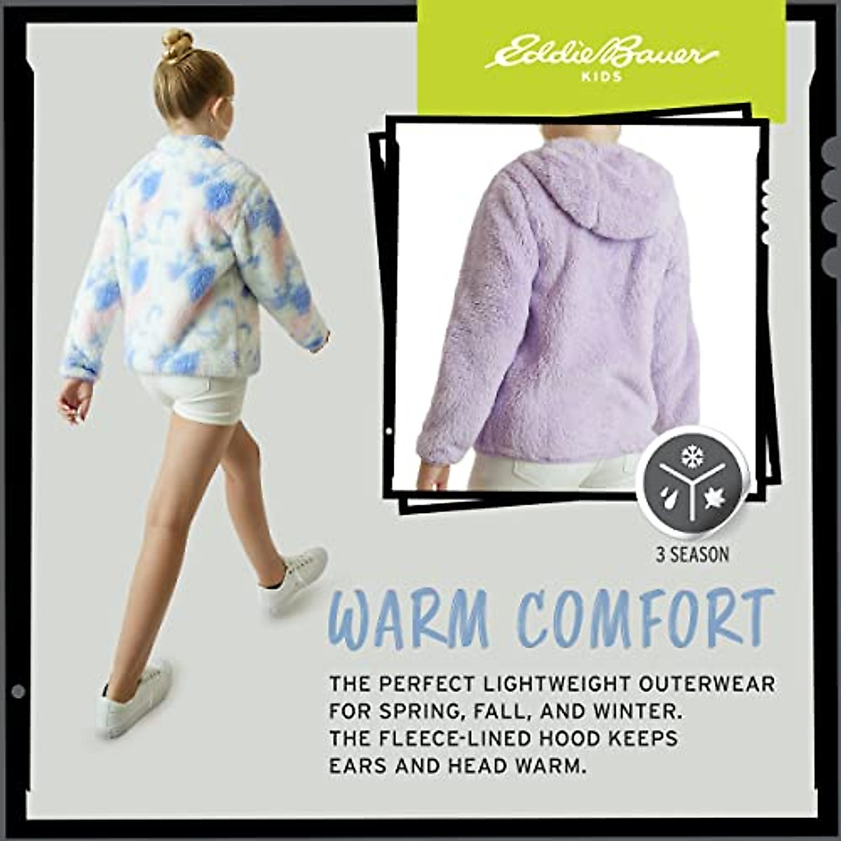 Eddie Bauer Girls Jacket - 2 Pack Ultra Soft Sherpa Fleece Hoodie Sweatshirt for Girls (5-20), Size 18-20, Pastel Lilac