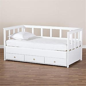 BOWERY HILL White Finished Expandable Twin Size to King Size Daybed