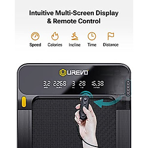 UREVO Incline Under Desk Treadmill, Walking Pad with 5%, 7%, Max 9% Auto Incline, 2.5HP Inclined Walking Treadmill with Remote Control and LED Display for Home and Office