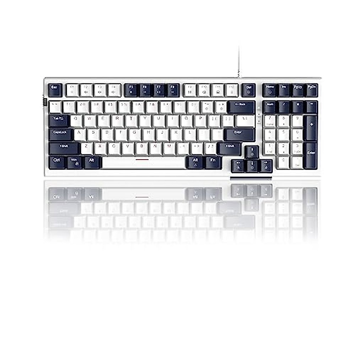 Compact 80% Mechanical Gaming Keyboard, Hot-Swappable Mechanical Keyboard with Number Pad and Red Switches, Blue LED Backlit Keyboard 98 Keys for Windows PC Mac, Blue White