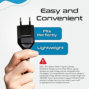 Ceptics USA, Canada to European Plug Adapter - Type C Adapter compatible in Europe, Canada to European travel plug adapter Ideal for Phones, Camera & more - CE Certified - RoHS Compliant - 6 Pack