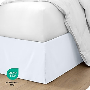 Bare Home Twin XL Bed Skirt - 15-Inch Tailored Drop Easy Fit - Bed Skirt for Twin Extra Long Beds - Center & Corner Pleats (Twin XL, White)