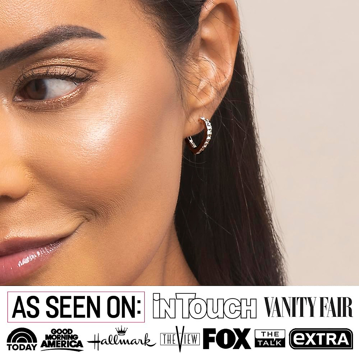 Cate & Chloe Waverly 18k White Gold Heart Hoop Earrings | Best Hoop Earrings for Women, Silver Earring Set with Crystals, Jewelry for Women, Hypoallergenic, Gift for Her