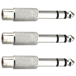 CESS RCA Female Jack to 1/4 Inch TRS Stereo Plug Adapter - RCA to 6.35mm (3 Pack)