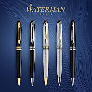 Waterman Expert Ballpoint Pen, Matte Black CT, Medium Nib, Blue Ink