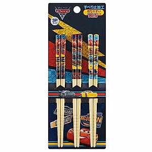 Skater ANT2T-A Bamboo Chopsticks, 3 Pairs Set, 6.5 inches (16.5 cm), Cars 3, Crossroads, Disney