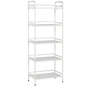 HDANI 5-Tier Standing Storage Shelf, Utility Shelves for Storage, Multifunctional Metal Storage Rack for Kitchen, Garage, Office, Bedroom (White, 23.6''Wx13.8''Dx63''H)