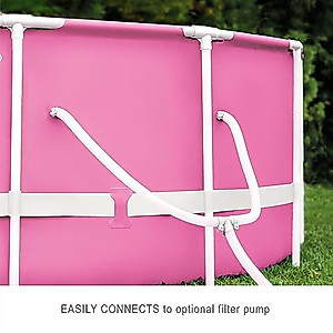 Intex 28290EH 8 Feet by 30 Inches Easy to Assemble Large Round Metal Frame Above Ground Swimming Pool with Dual Suction Outlet Fittings, Pink