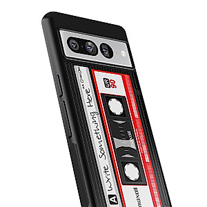 Cassette Tape Black Red Personalized Black Rubber Phone Case Compatible With Google Pixel 8 Pro, 8a, Pixel 8, 7a, 7, 7 Pro, 6a, 6 Pro, 6, Pixel 5, 4a 5G, 4a 4G, Pixel 4, Pixel 4 XL, 3a, 3a XL, 3