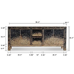 Artissance Two Drawers Buffet Weathered Distressed Black 87x18x35H Sideboard