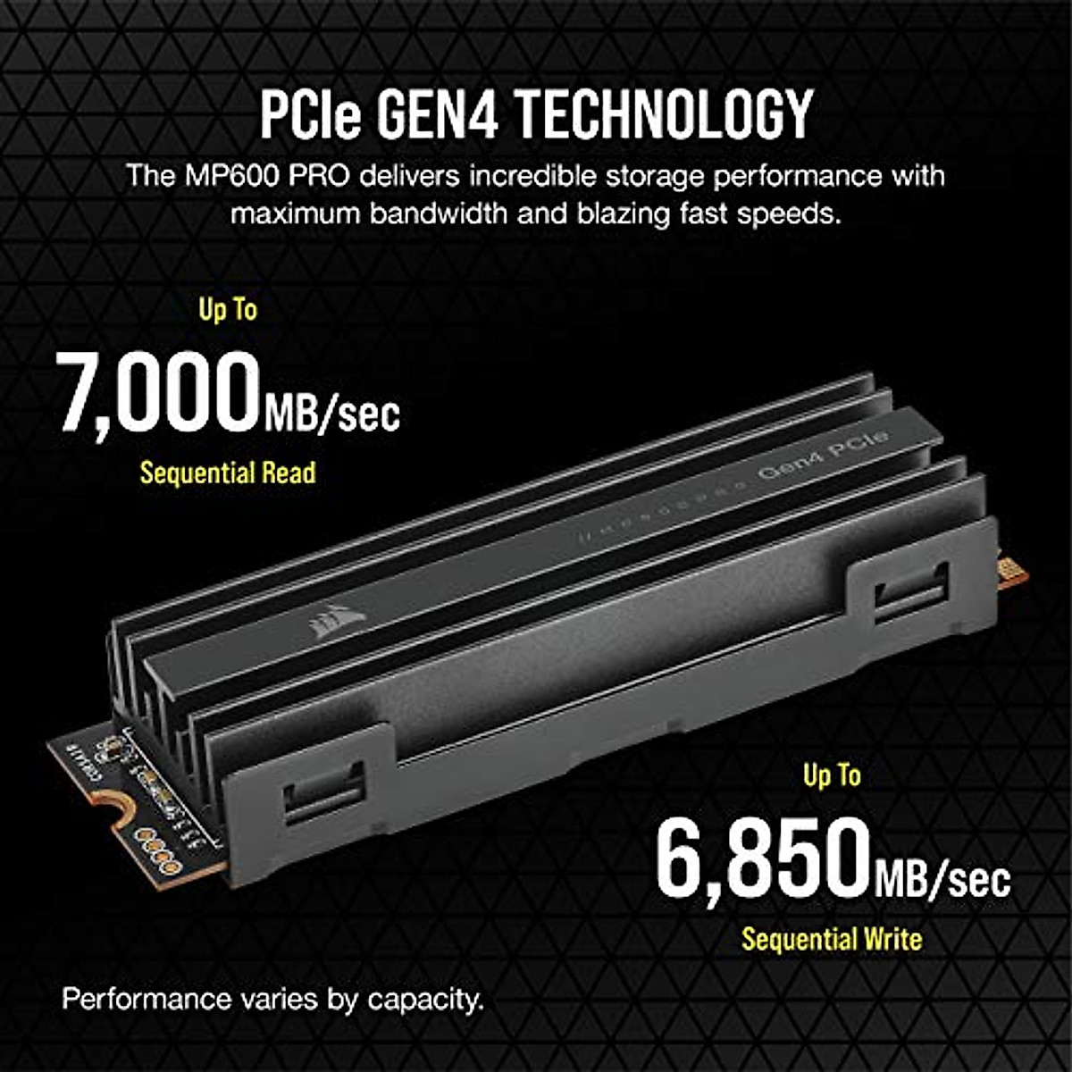 CORSAIR MP600 PRO 4TB Gen4 PCIe x4 NVMe M.2 SSD – High-Density TLC NAND – Aluminum Heatspreader – M.2 2280 Form-Factor