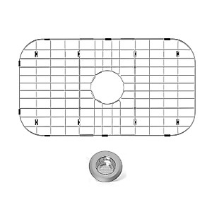 Stainless Steel Sink Protector 26"x14" with Center Drain, Metal Sink Rack for Bottom of Sink, Kitchen Sink Grate and Sink Protectors with Sink Strainer (26" x 14" - Center Drain)