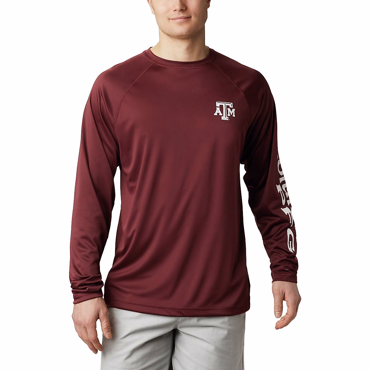 Columbia NCAA Texas A&M Aggies Men's Terminal Tackle Long Sleeve Shirt, 2X Big, TAM - Deep Maroon/White