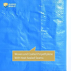 GUARD SHIELD Blue Tarp Waterproof Multi Purpose Outdoor Poly Tarp Cover 6x6 Feet Lightweight 5mil
