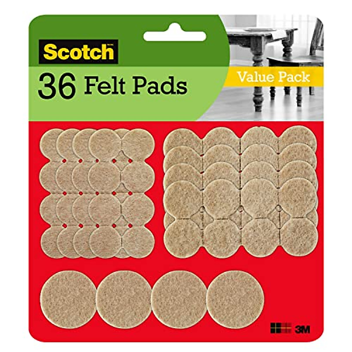 Scotch SP842-NA Felt Pads, 36 Count (Pack of 1), Beige