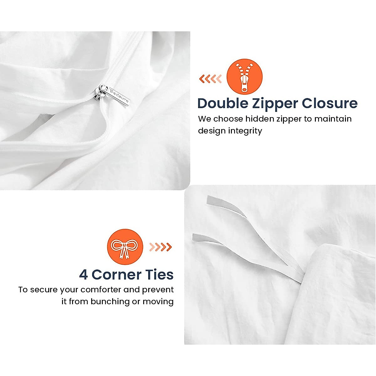 Dee's Collection Alaskan King Size Duvet Covers Egyptian Cotton 600 Thread Count Ultra Soft and Breathable 3 Piece Set Peach Pinch Quilt Cover with Zipper Closure & Four Corner Ties