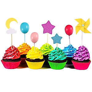 22pcs Unicorn Cake Topper Kit Cloud Rainbow Balloon Happy Birthday Banner Cake Decoration For Boy Girl Kid Birthday