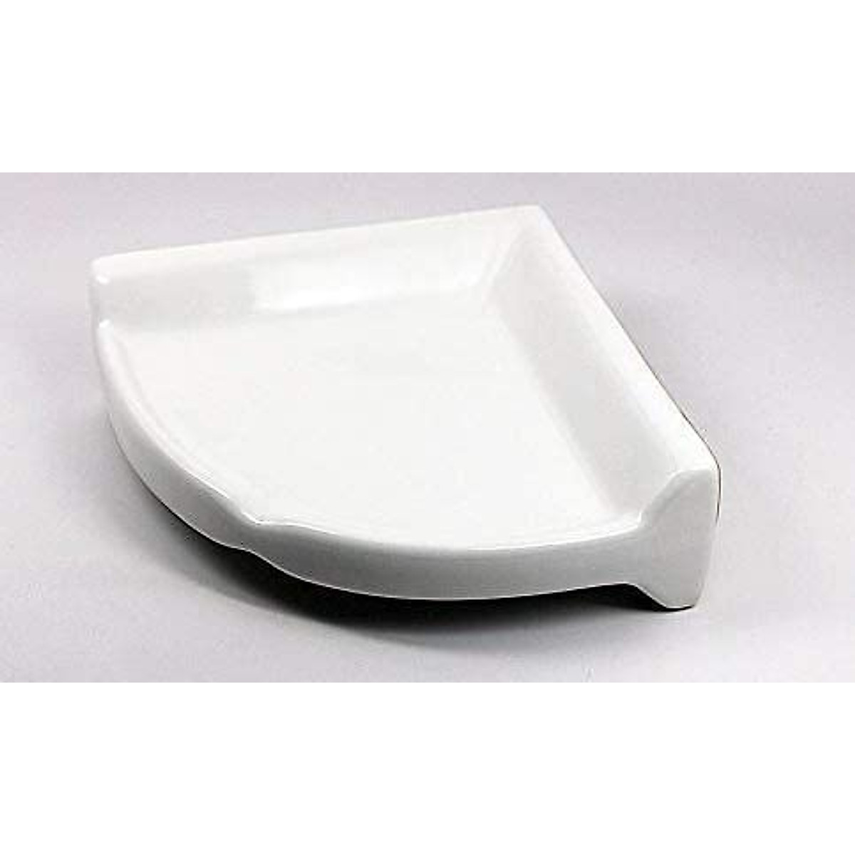 Tenedos White Glazed Ceramic Bathroom Accessory (Corner Shower) - Shampoo and Big Soap Holder- Not Flat Surface Installation