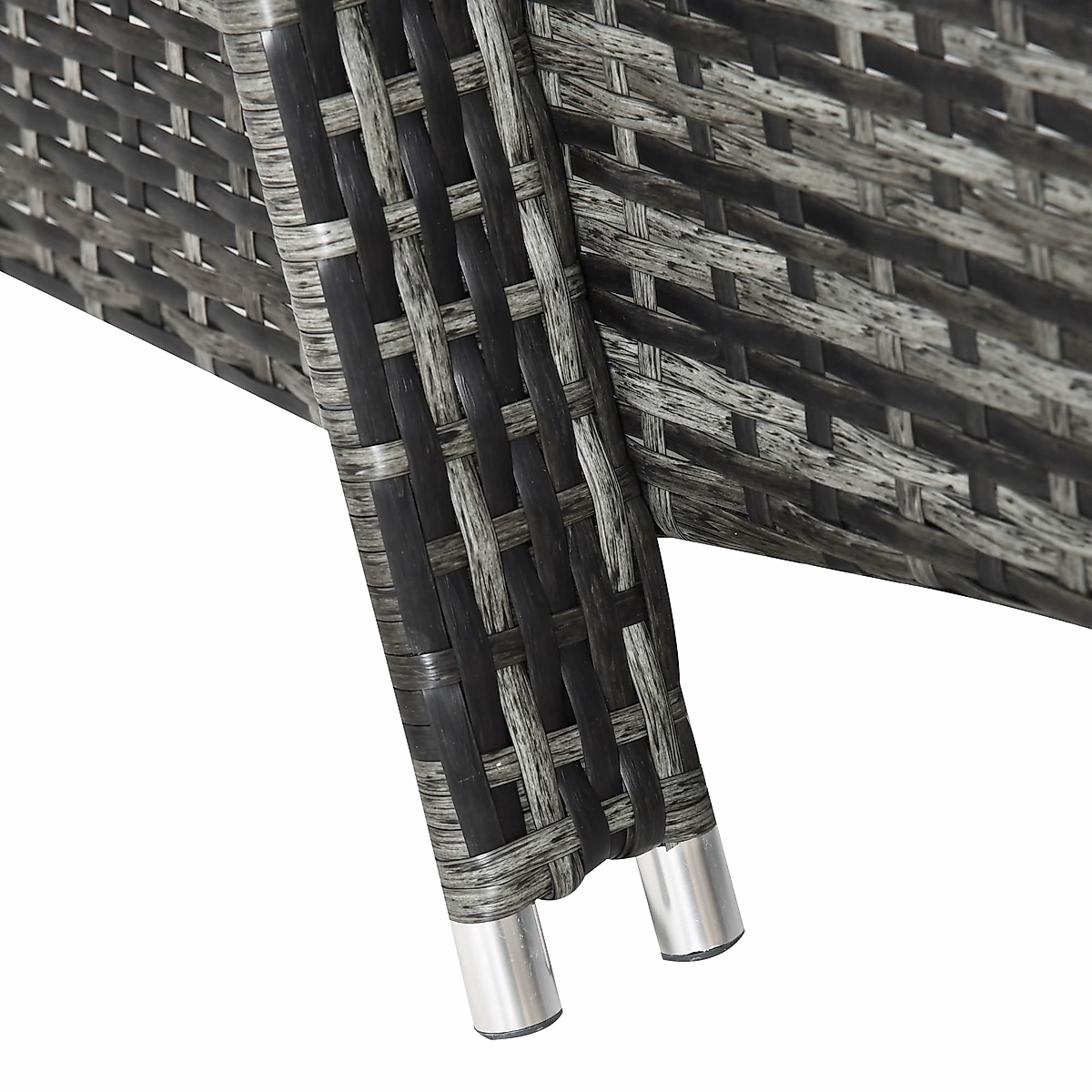 Outsunny Wicker Outdoor Chaise Lounge, 5-Level Adjustable Backrest PE Rattan Pool Lounge Chair with Wheels, Cushion & Headrest, Mixed Gray and Charcoal Gray