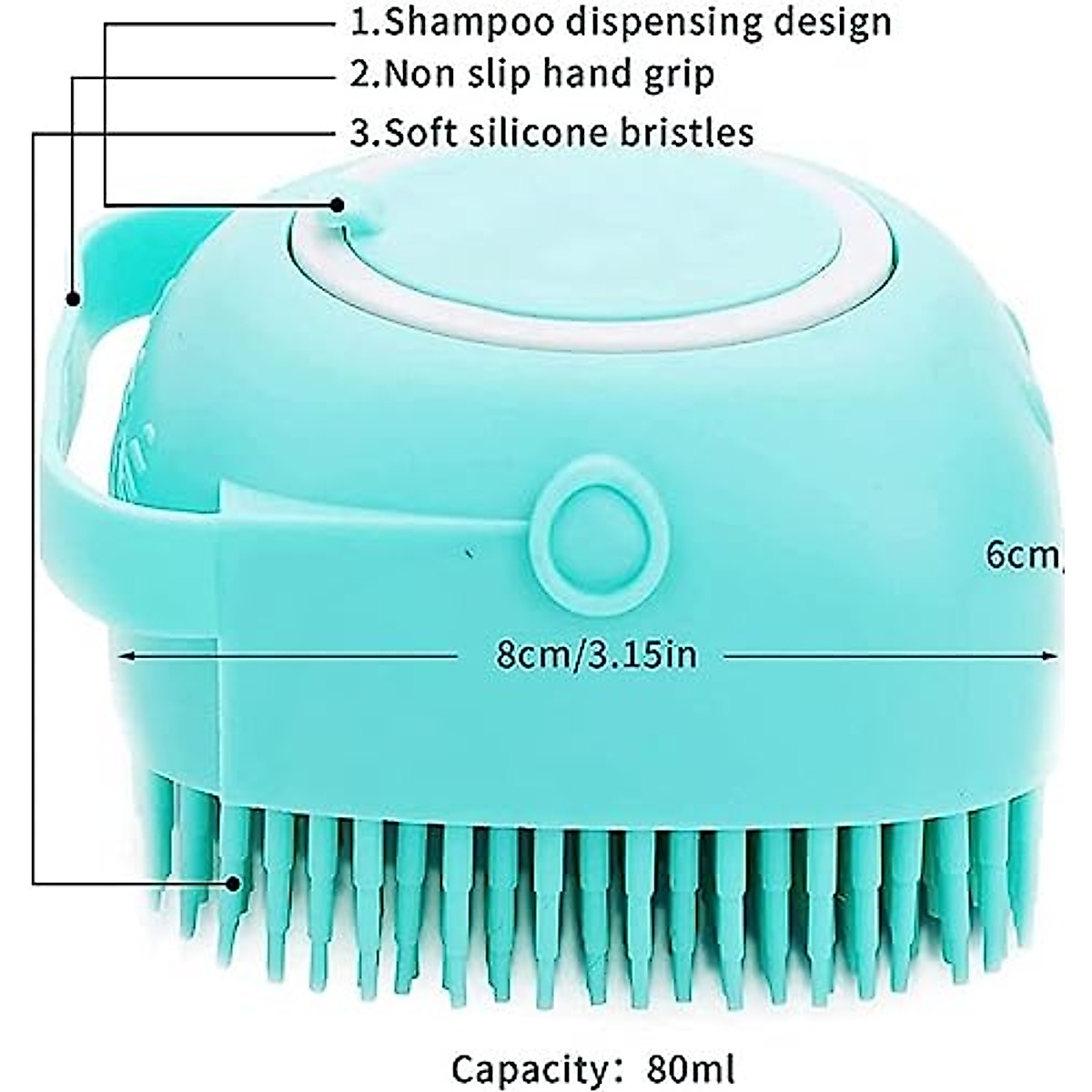 Bath brush for dogs or cats, with a shampoo dispenser tank, made of silicone, with soft bristles that provide a pleasant massage with deep cleaning for your pet
