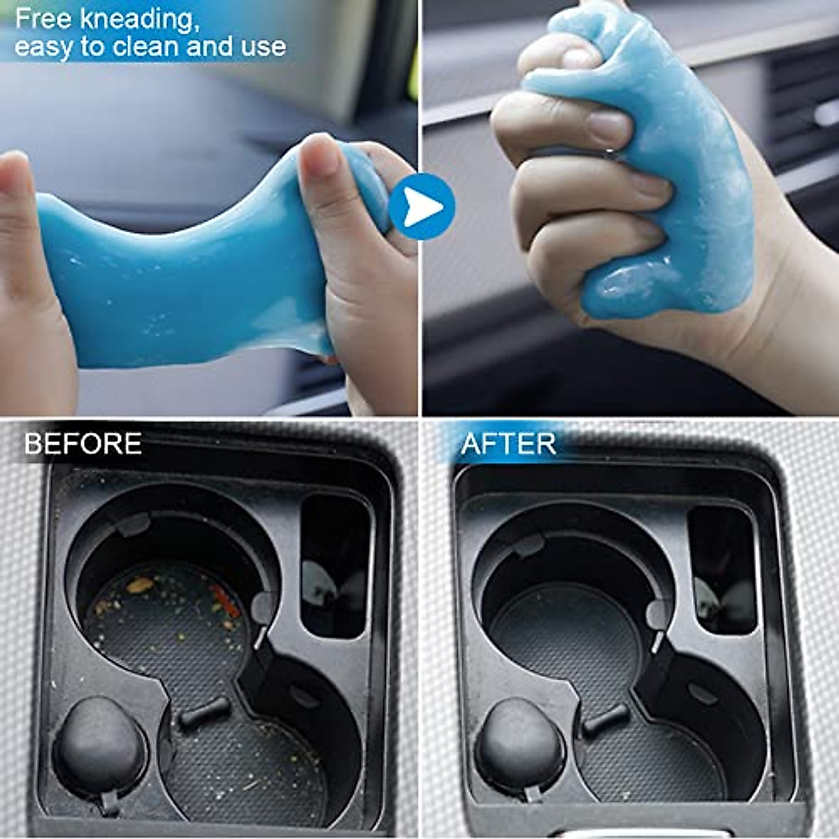 Car Clay Bar 6 Pack 1.3lb, 2 Pcs Cleaning Gel for Car Detailing and 1 Car Towel, Auto Detailing Clay Bar Kits for Wash Clean Coating Polishing, Car Cleaning Gel for Car Vent Dashboard Dust Remover